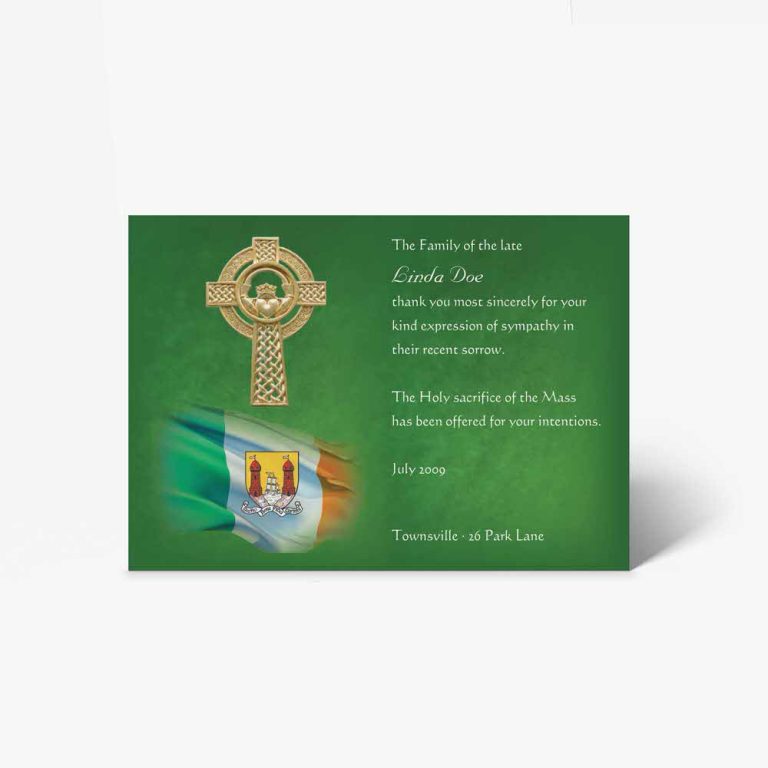 Irish Flag And Family Crest Acknowledgements - The Memorial Card Company