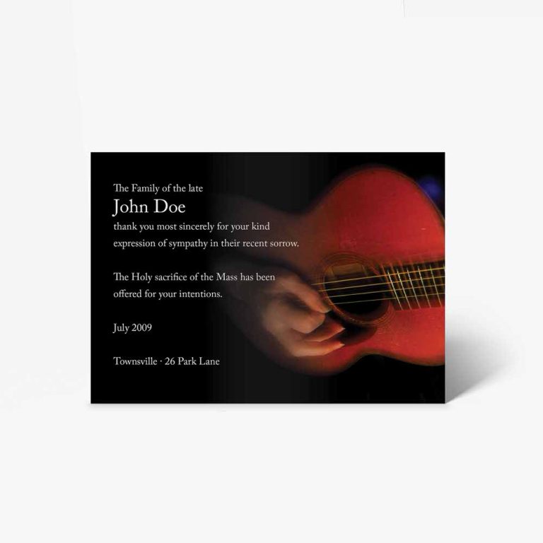 Acoustic Guitar Acknowledgements - The Memorial Card Company