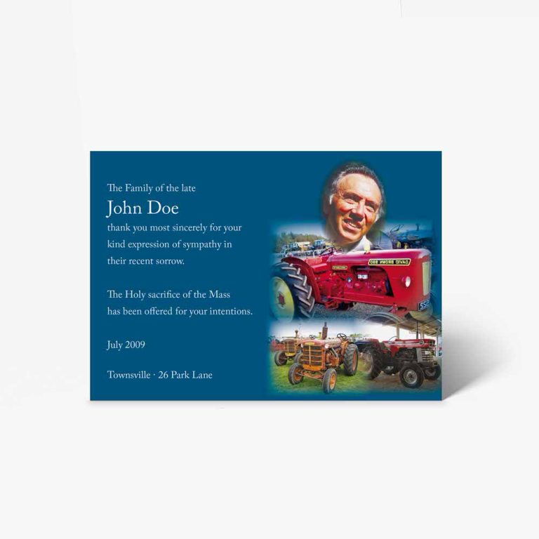 Vintage Tractors Acknowledgements - The Memorial Card Company
