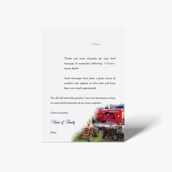 Vintage Tractors Thank You Letters - The Memorial Card Company