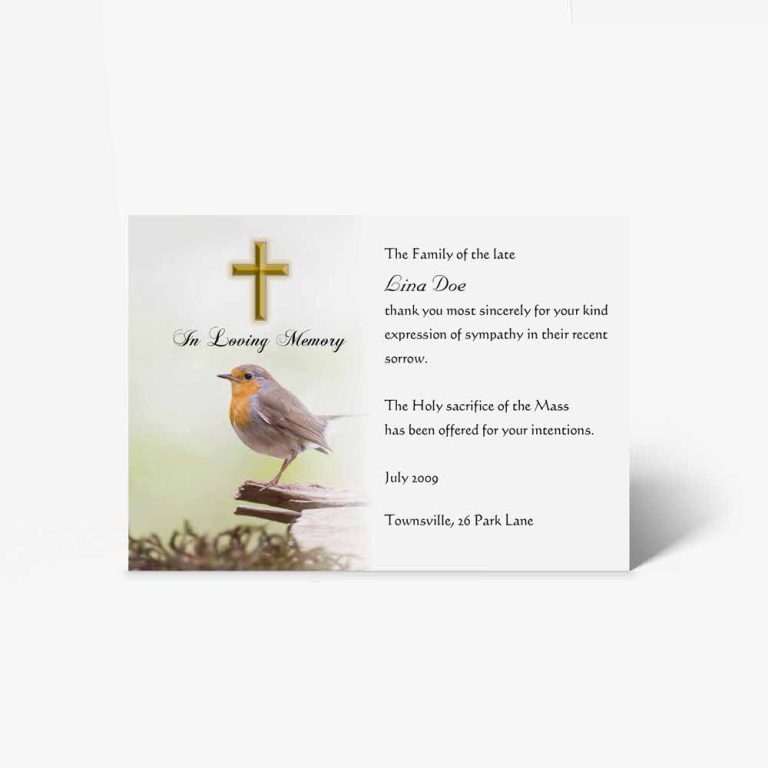 Robin Acknowledgements - The Memorial Card Company